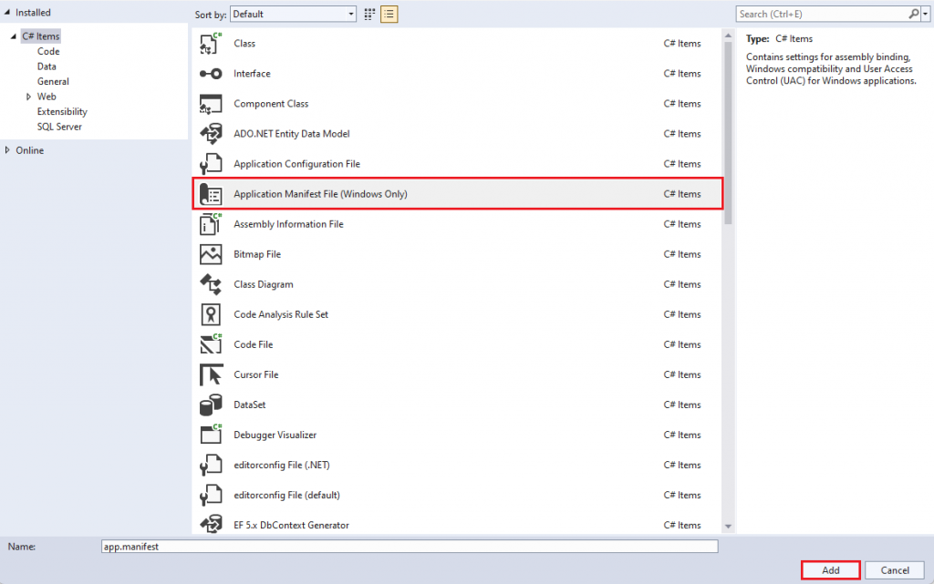 Enable UAC for .NET Applications to Run as an Administrator